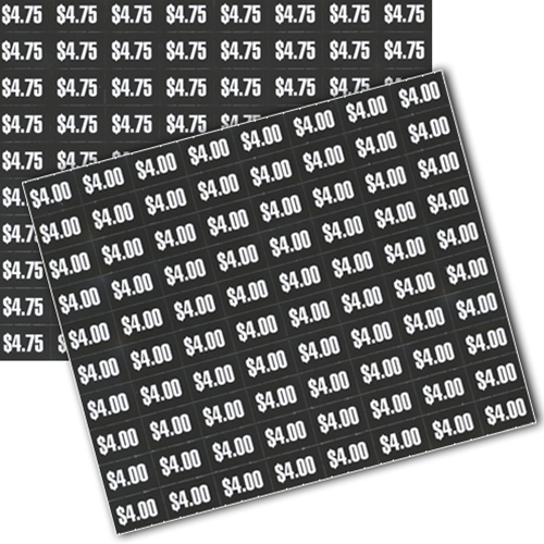 D & S Vending Inc - D1127639-10 - Vendo Vue Price Labels- $4.00-$4.75