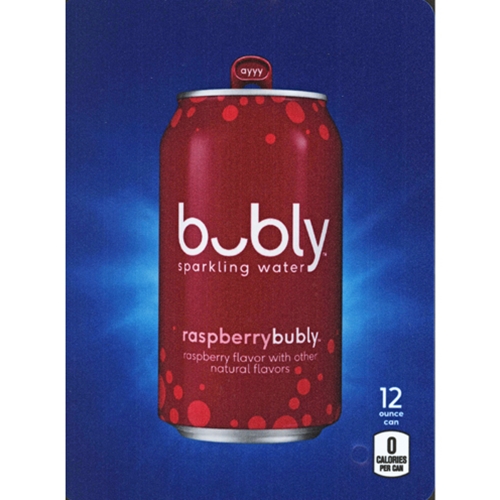 D & S Vending Inc - DS22BRA12 - D.N. HVV Bubly Sparkling Raspberry Water Label (12oz Can with ...