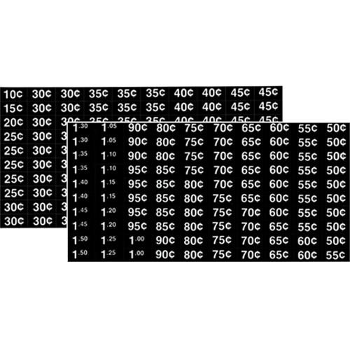 D & S Vending Inc - D4020840 - USI Price Labels- .10 - $1.50